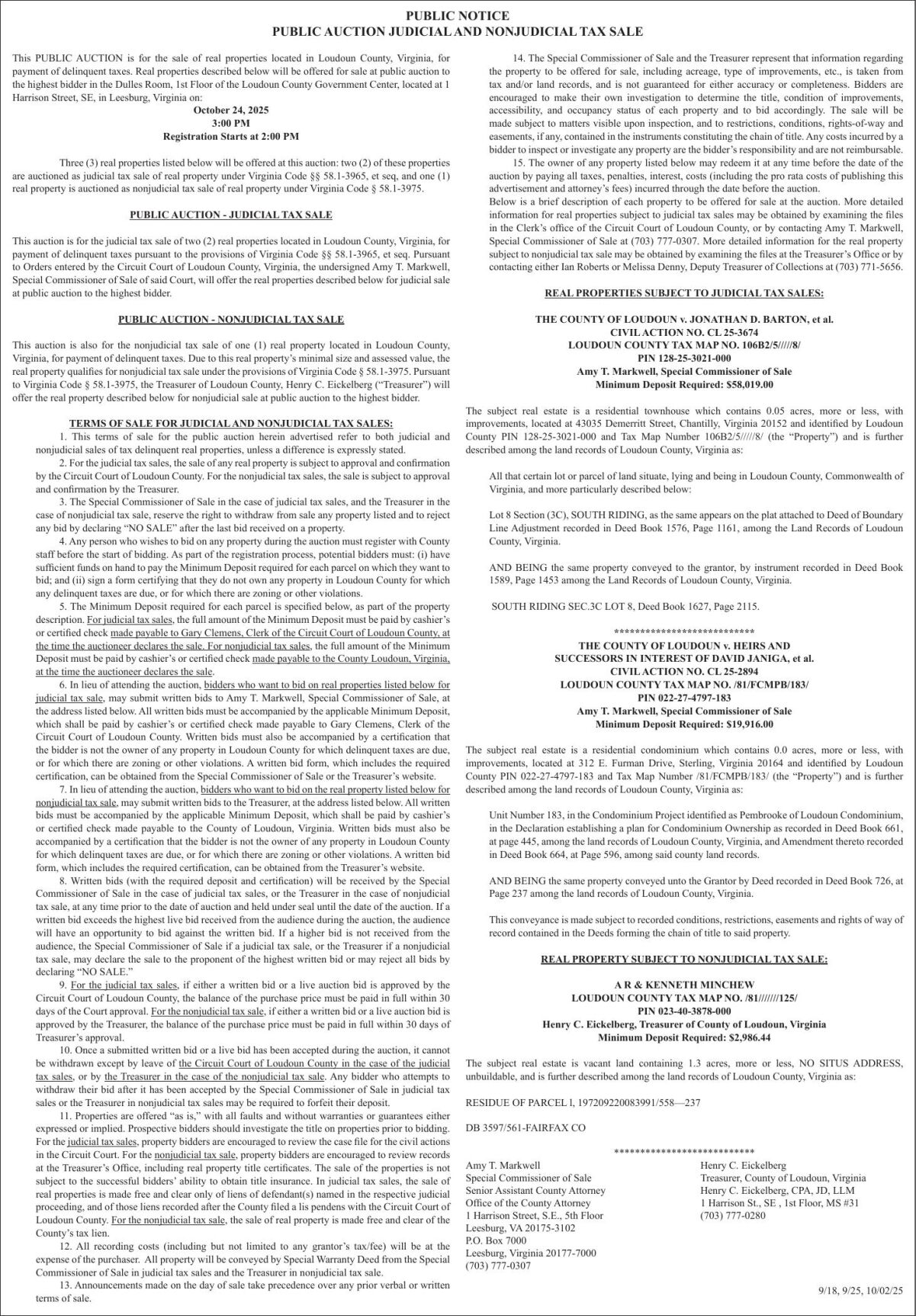 Loudoun County Public Auction 091825 | Public Notices | loudounnow.com