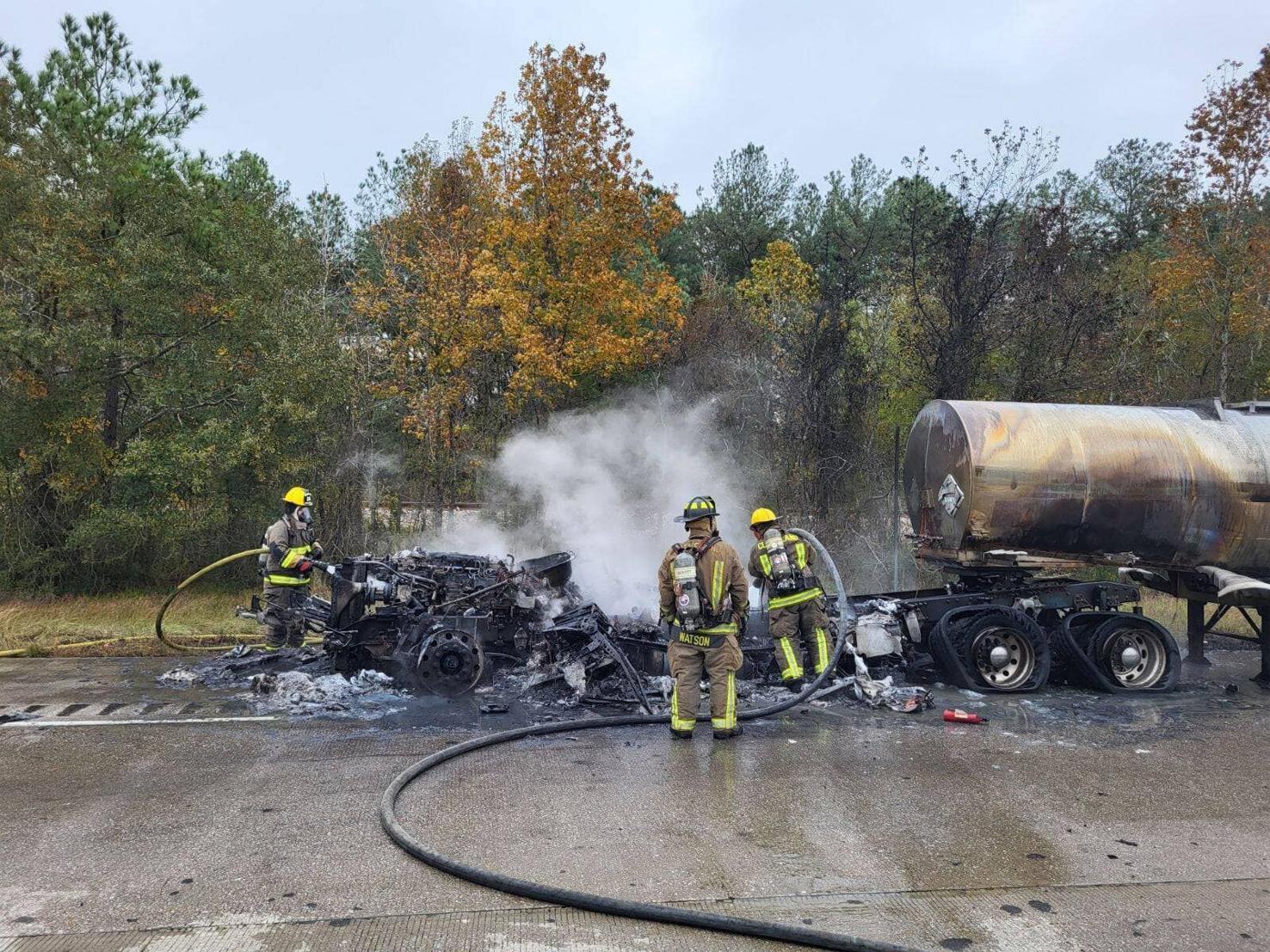 DPS: Tire blowout leads to tanker truck fire on Highway 59 south of ...