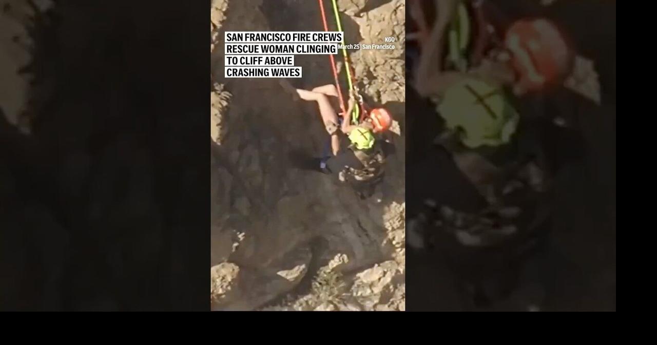 San Francisco fire crews rescue woman clinging to cliff above crashing ...