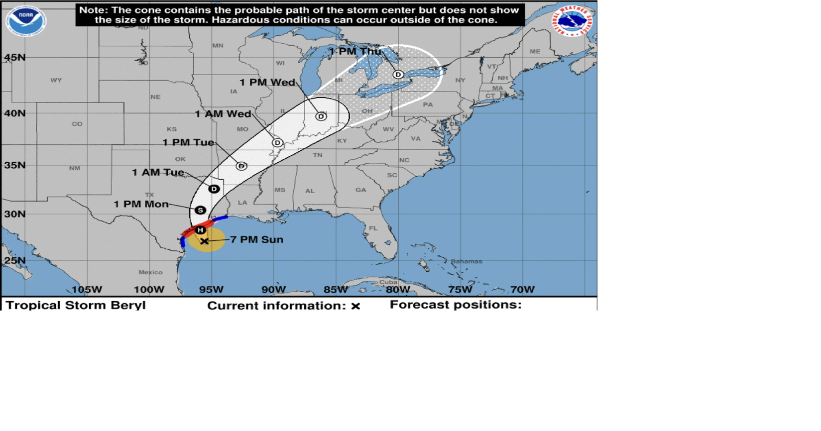 Tropical Storm Beryl is on a path to hit the Texas coast as a hurricane ...