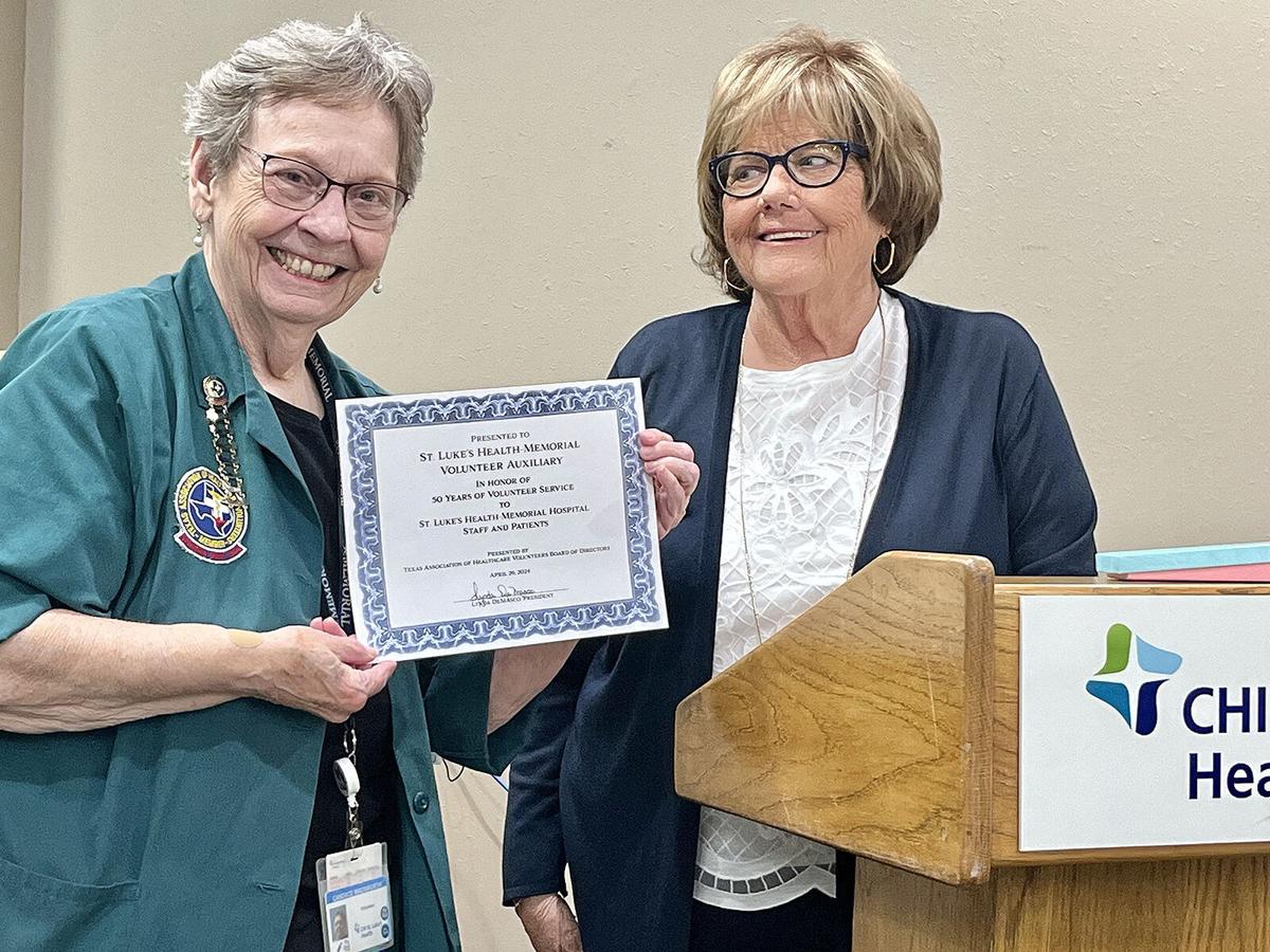 TAHV president applauds St. Luke's Health-Memorial Lufkin Auxiliary's ...