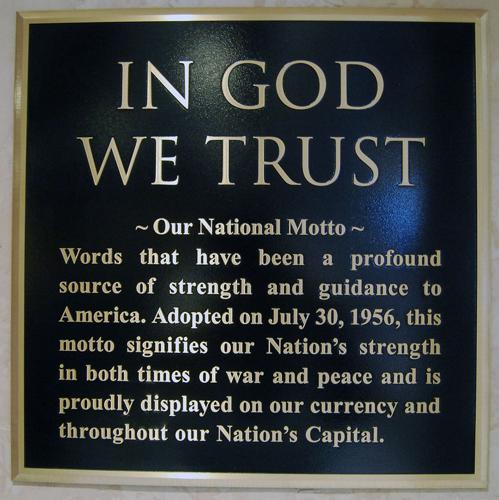 ‘In God We Trust’ plaque on display inside Lufkin City Council chambers ...