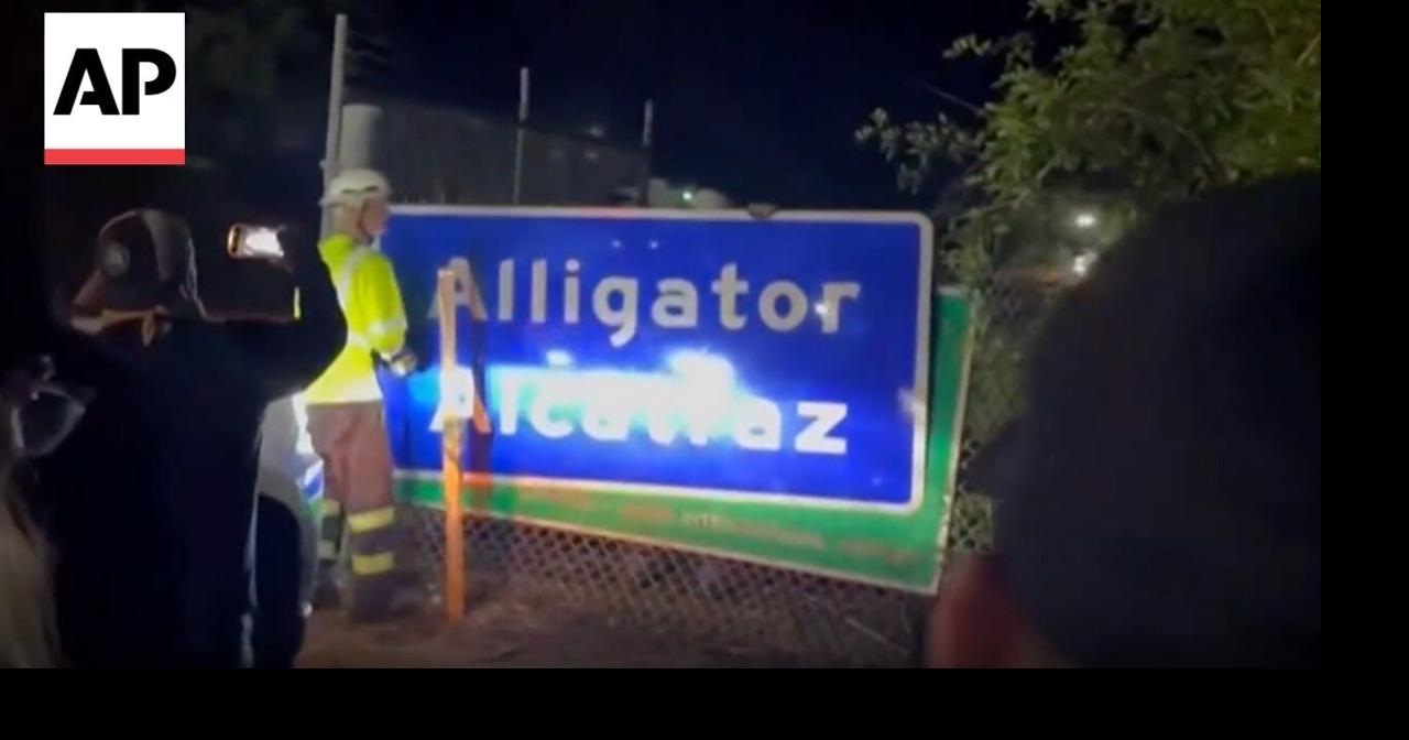 'Alligator Alcatraz' sign installed outside Florida immigration ...