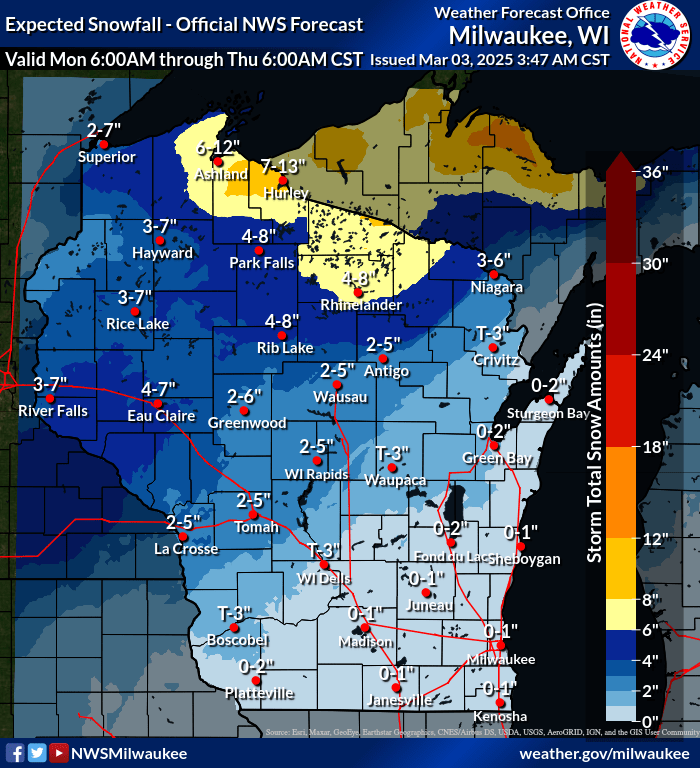 Heavy rain headed for Madison, possible blizzard to north