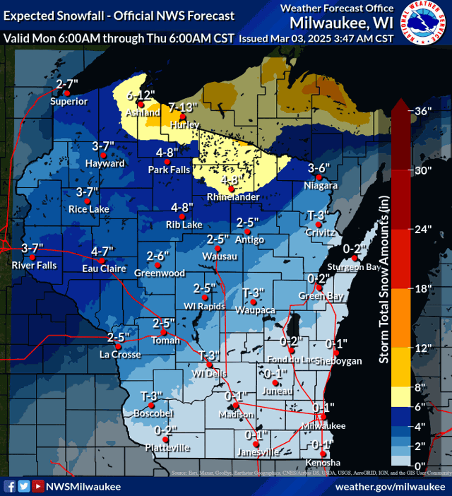 Heavy rain headed for Madison, possible blizzard to north