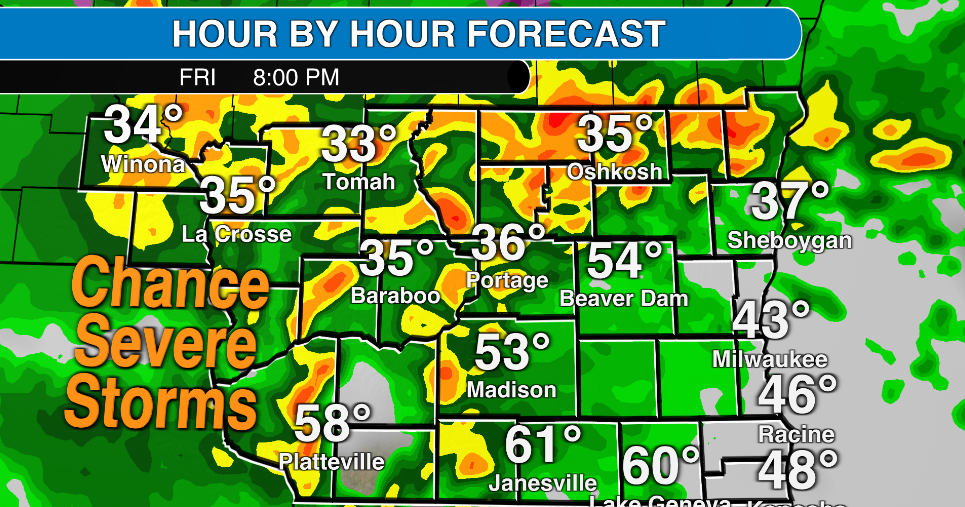 Severe storms and snow possible in Wisconsin Friday