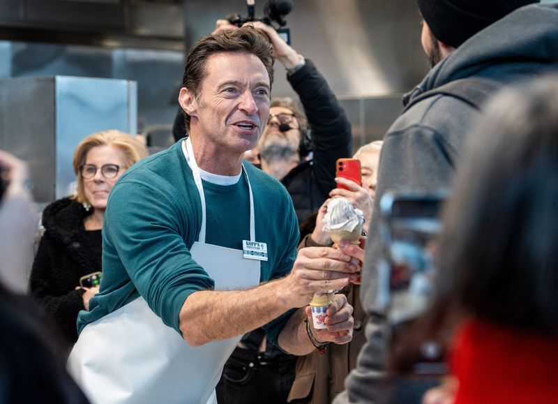 Fans pack Kopp’s as Hugh Jackman serves free custard