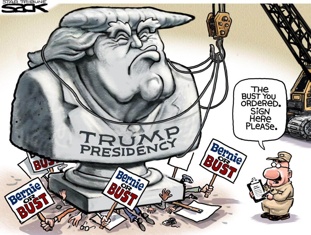 Die-hard Bernie Sanders fans get their bust, in Steve Sack's latest cartoon