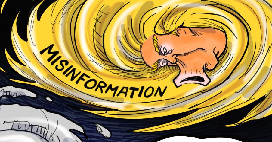 Donald Trump fuels hurricane of misinformation in cartoon