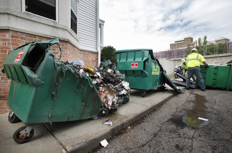 Dozen dumpsters destroyed by fires, siding melts off apartment buildings