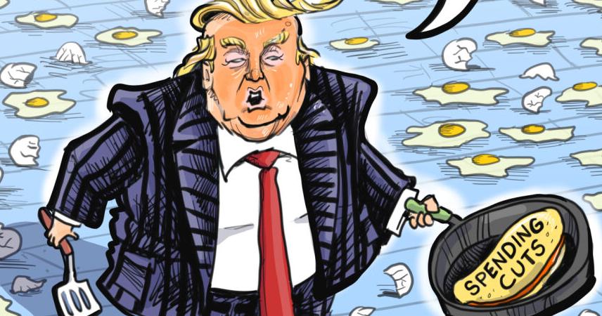 Donald Trump makes an omelet in Phil Hands' latest cartoon