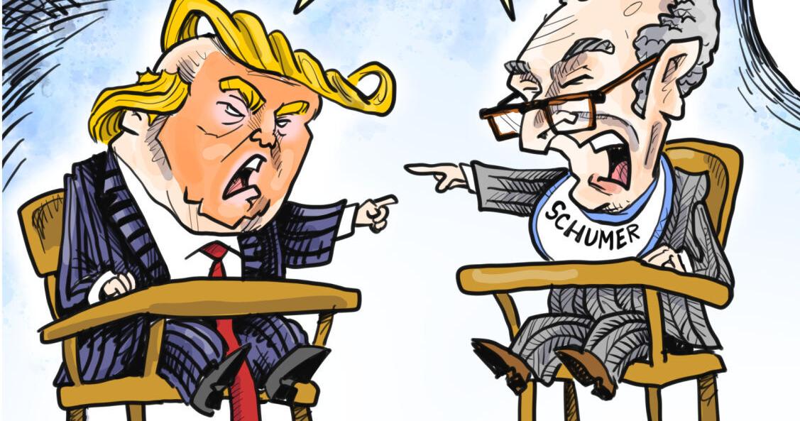Trump, Schumer throw shutdown tantrum in Phil Hands’ toon