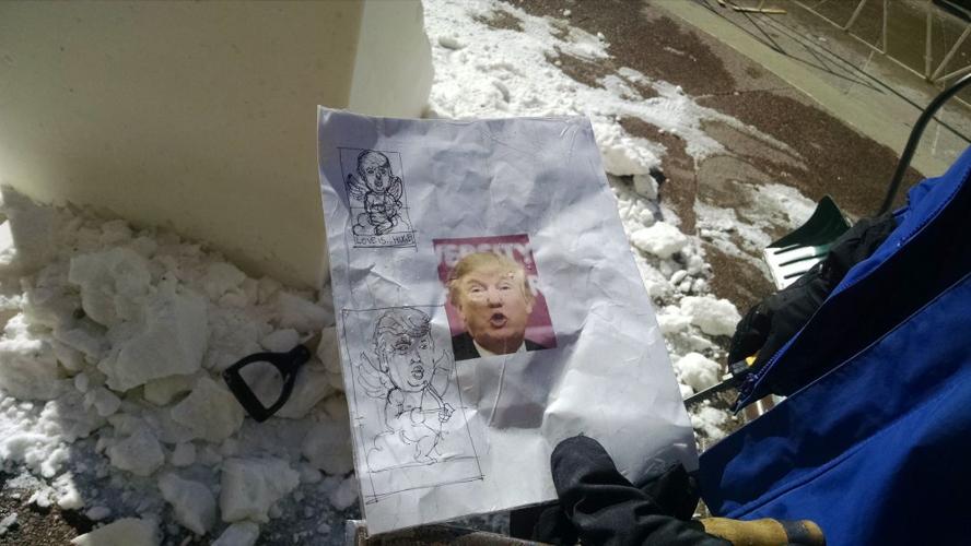 At the Madison Winter Festival, Donald Trump as Cupid draws a crowd