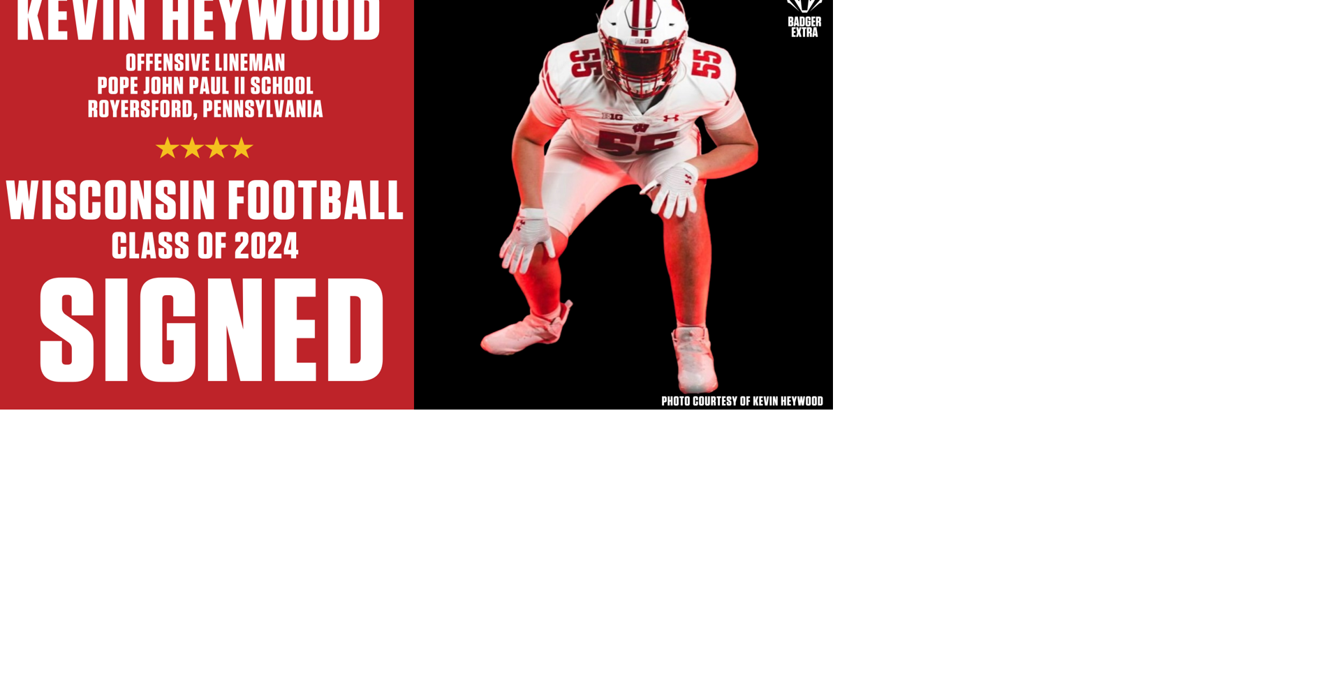 Wisconsin football signs offensive lineman Kevin Heywood