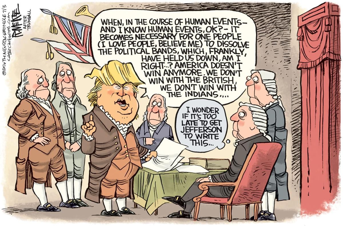 Trump writes the Declaration of Independence, in Rick McKee's latest ...