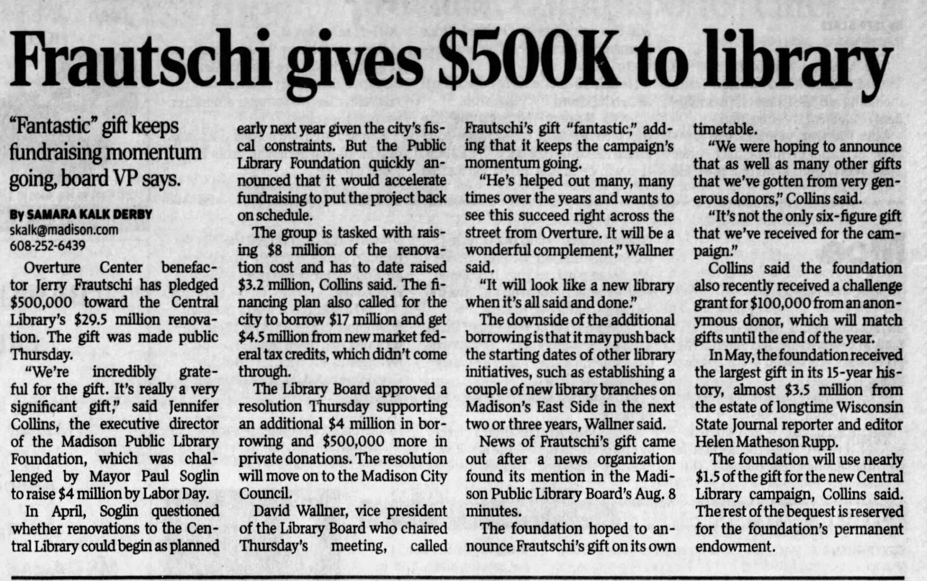 Jerry Frautschi’s contributions to the Madison area