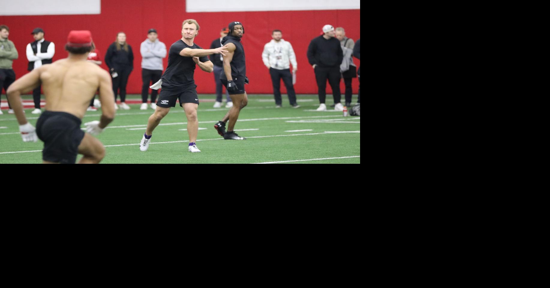 Madison QB Jason Ceniti throws at Wisconsin football pro day