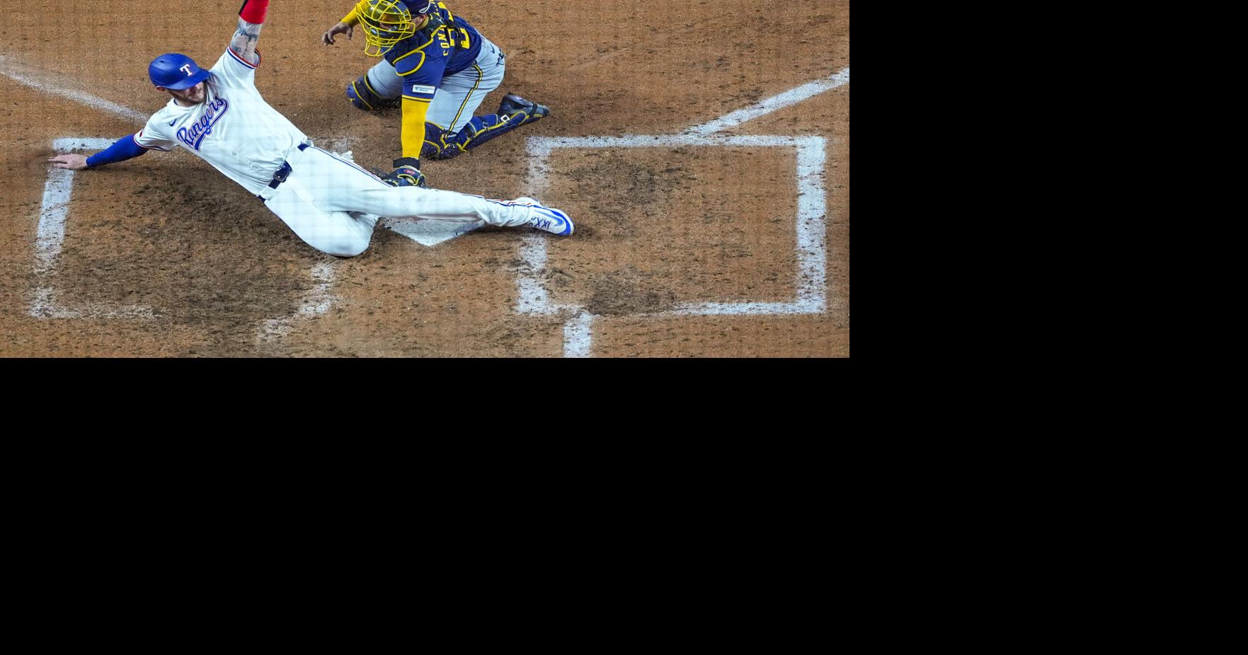 Michael Helman grand slam helps Rangers defeat Brewers