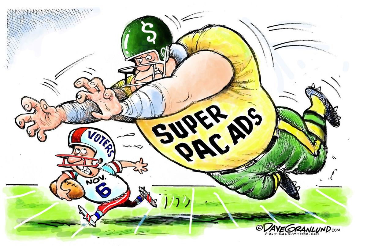 Ads tackle voters, in Dave Granlund's latest political cartoon
