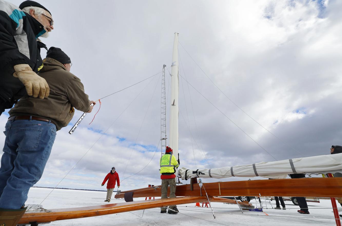 Photos: Mary B iceboat gets ready for Frozen Assets Fest