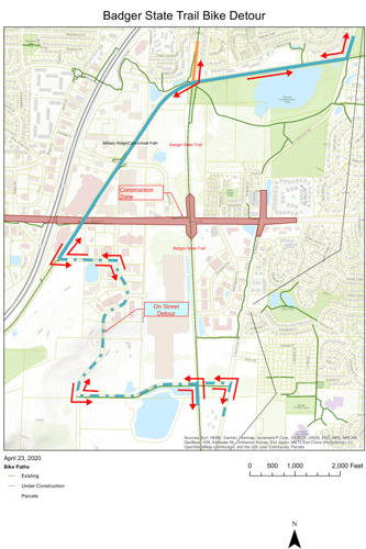 Badger State Trail being detoured to build bridge over Highway PD