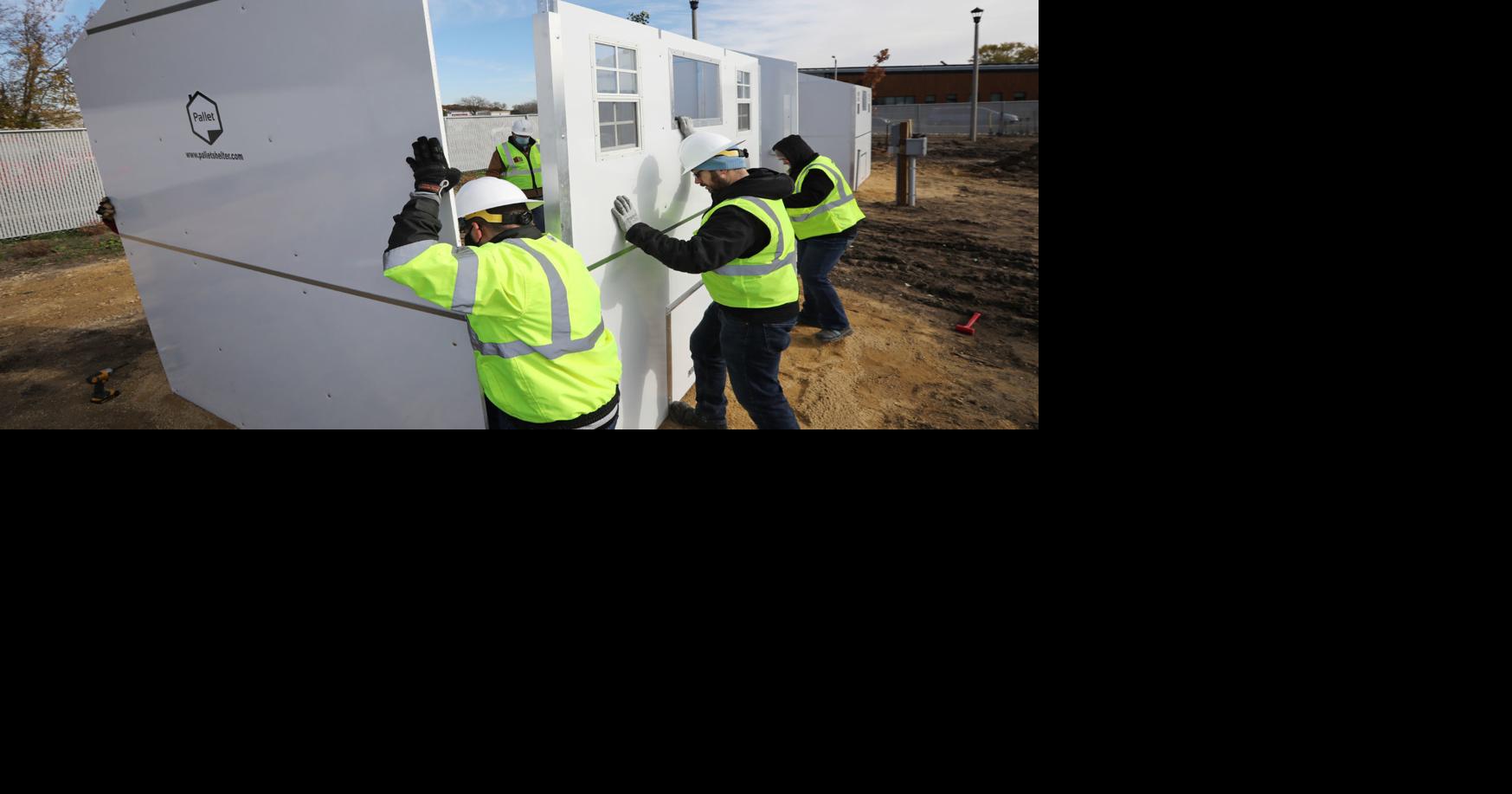 30 tiny shelters start to go up in Madison's first homeless camp