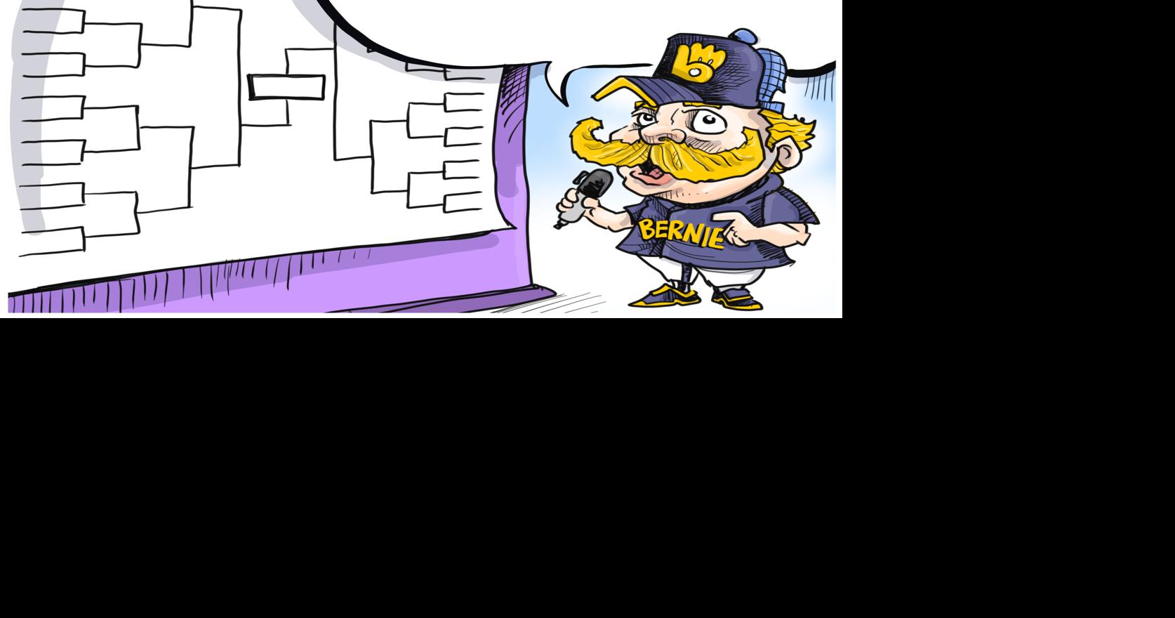 Bernie Brewer fills out his bracket in You Toon contest