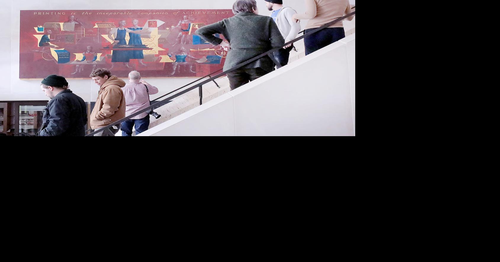 Huge James Watrous mural moved from original Webcrafters home to Chazen ...