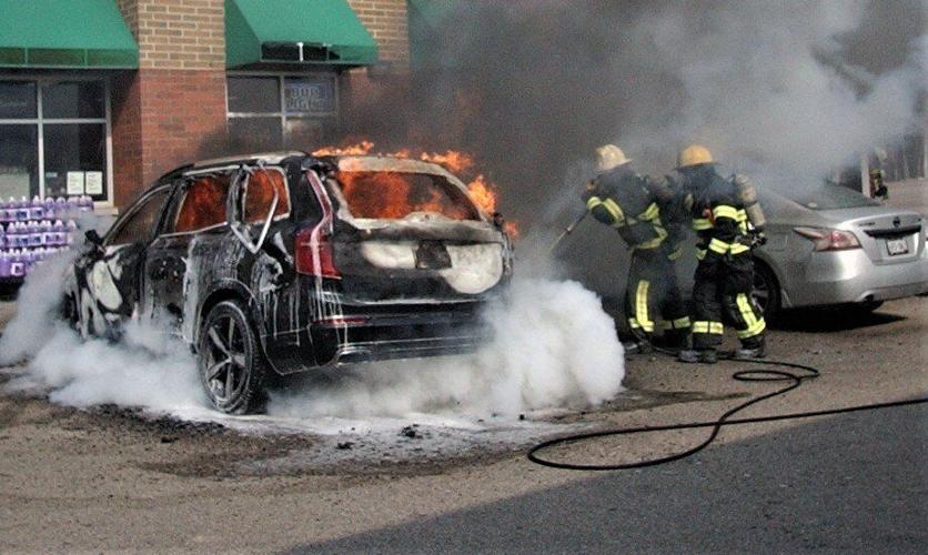 No one hurt after vehicle becomes fully engulfed in flames at gas ...