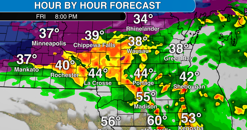 Severe storms and heavy snow in Wisconsin Friday