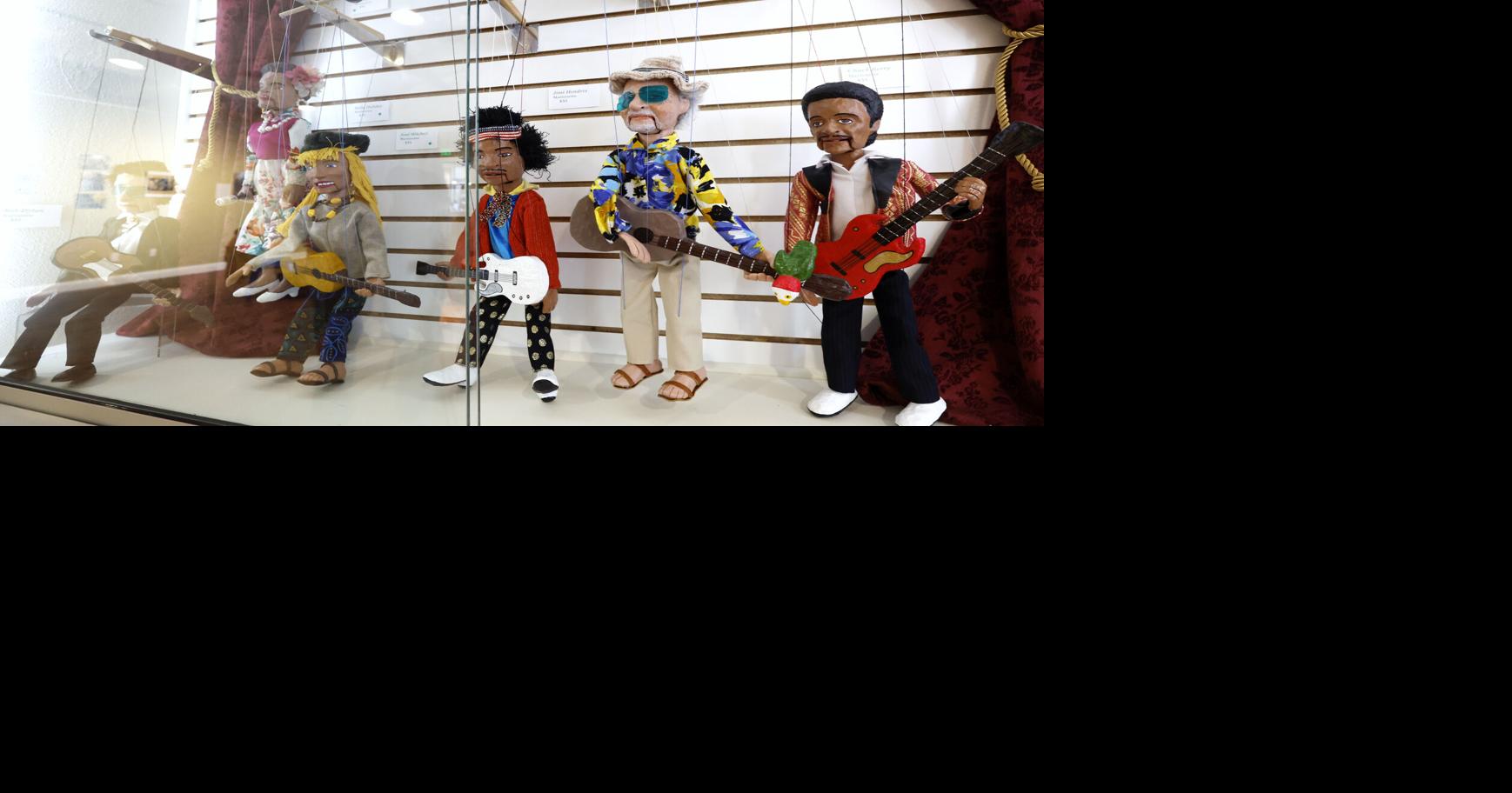 Ken Vogel's marionettes in display case