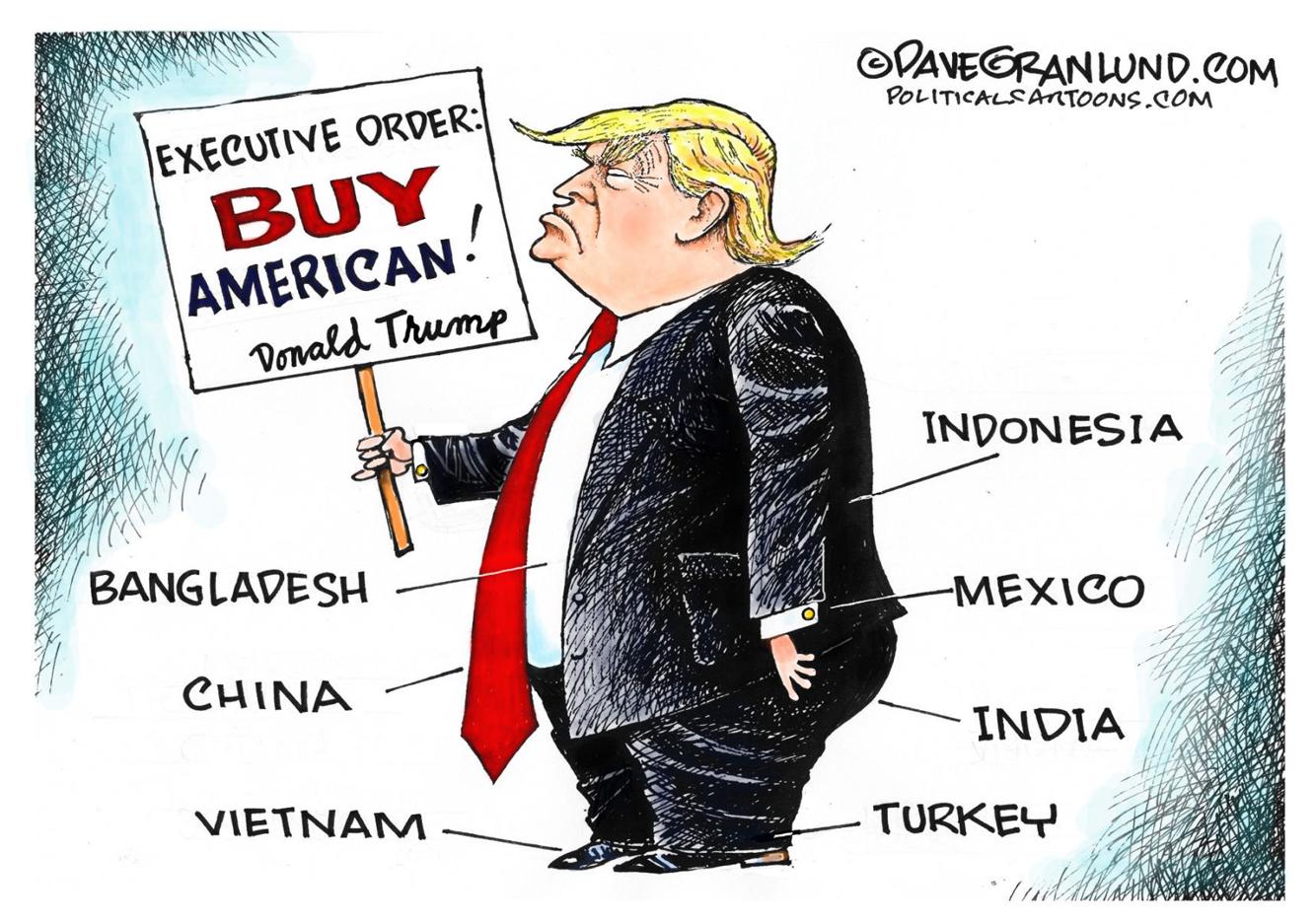 Trump doesn't buy American, in Dave Granlund's latest political cartoon