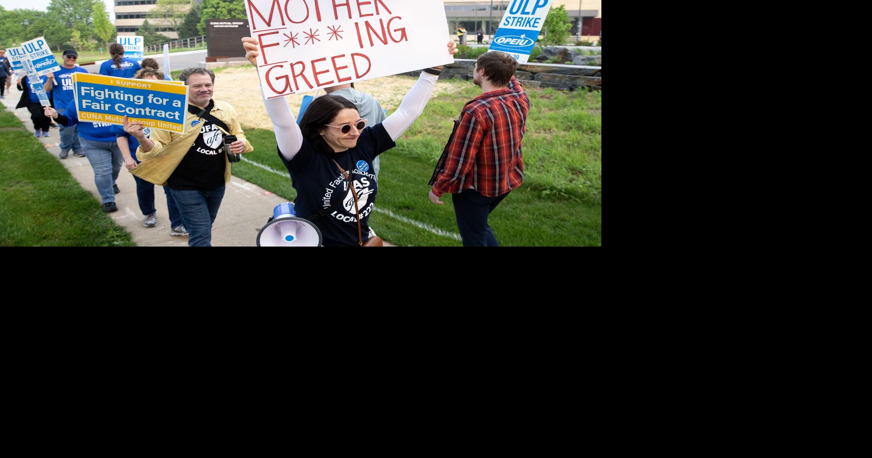 Photos: Hundreds of CUNA Mutual Group workers strike