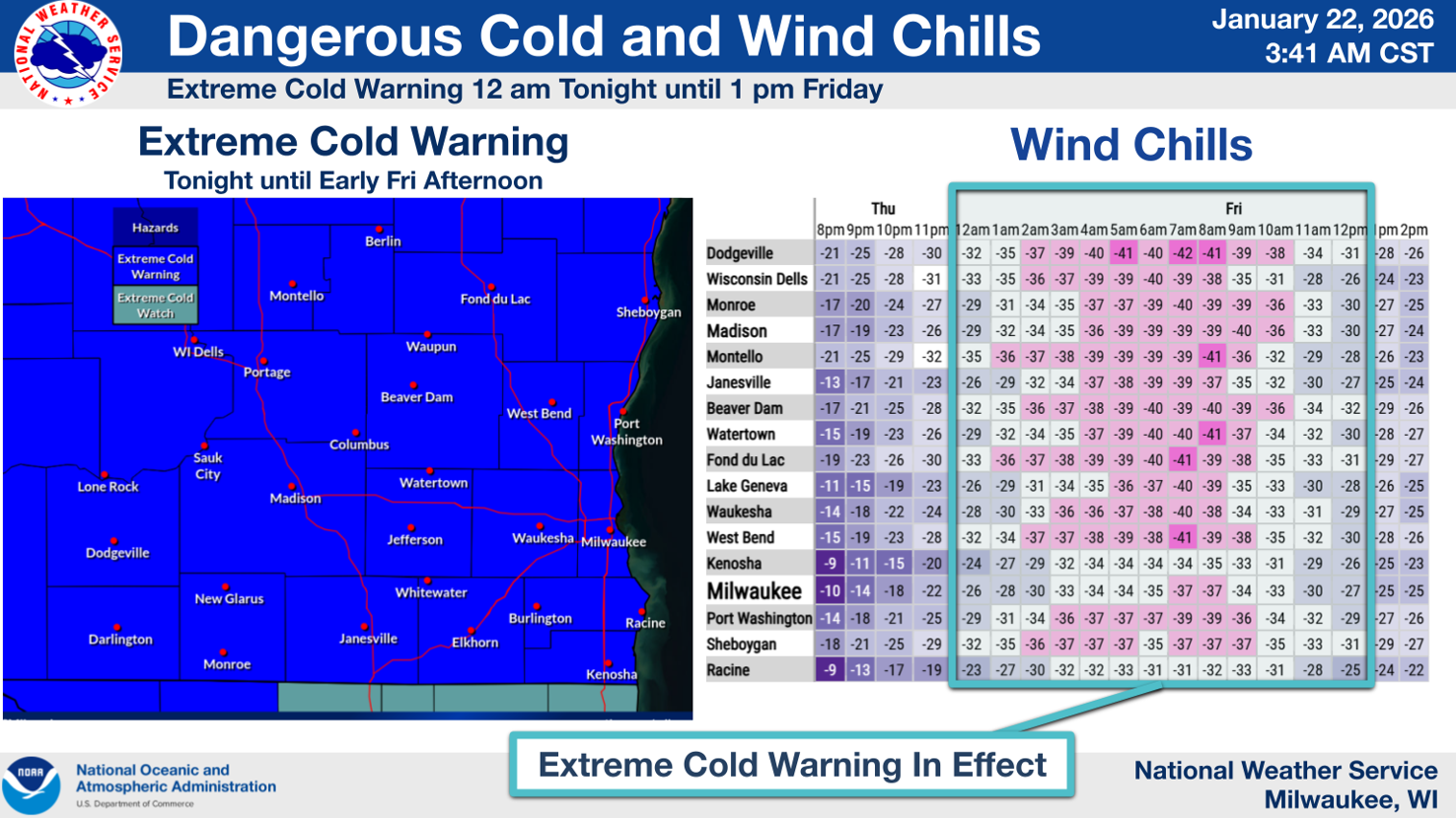 Madison area wind chills could hit 40 below Friday morning