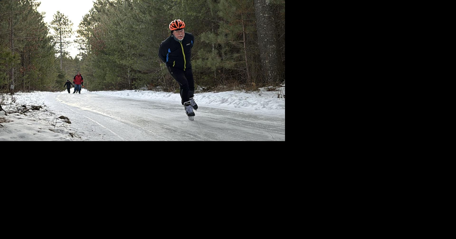 Ice skating through the woods of Boulder Junction