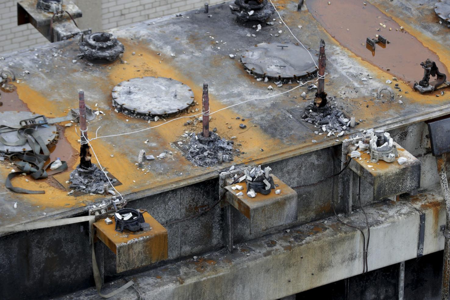 Photos: Fire-damaged transformer moved