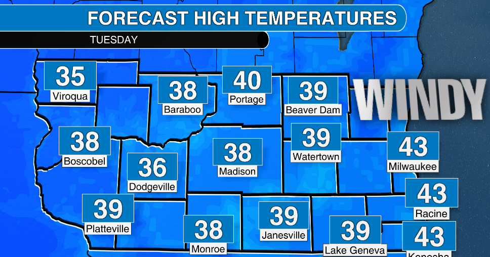 Windy Tuesday across southern Wisconsin. See what wind chills are ...
