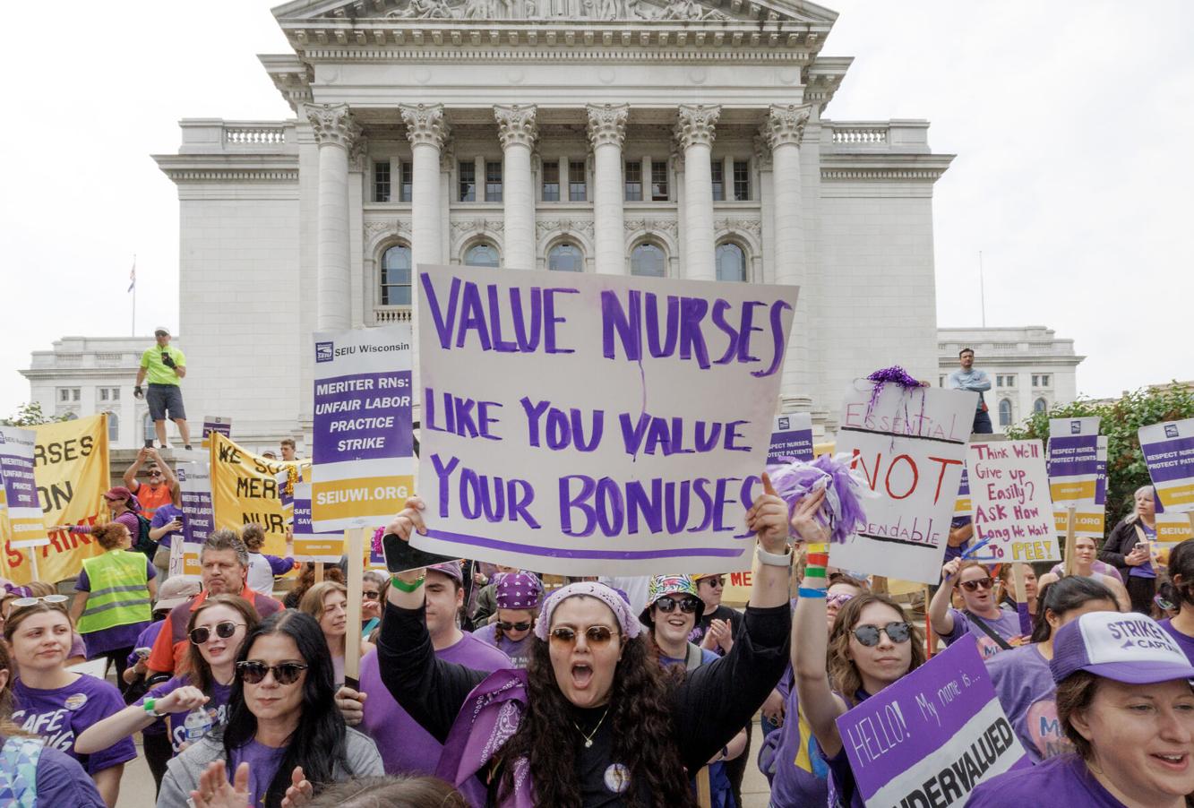 Striking nurses take their fight to the Wisconsin Capitol