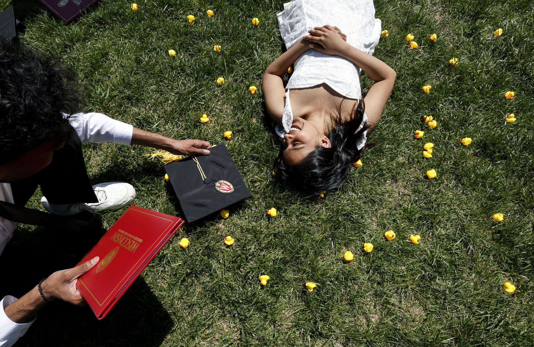 Rubber ducks on Bascom Hill at UW-Madison