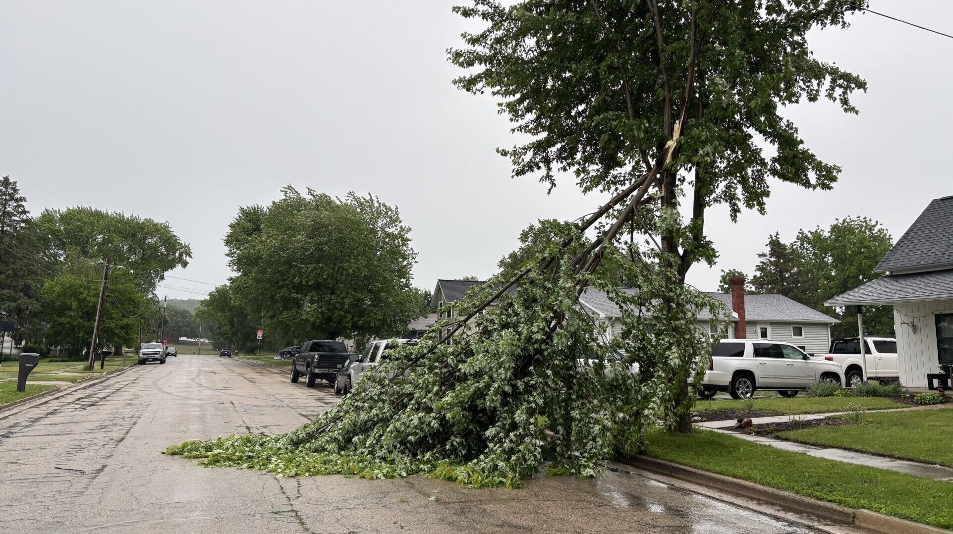 Storms cause semi tip-overs, tree damage in southern Wis.