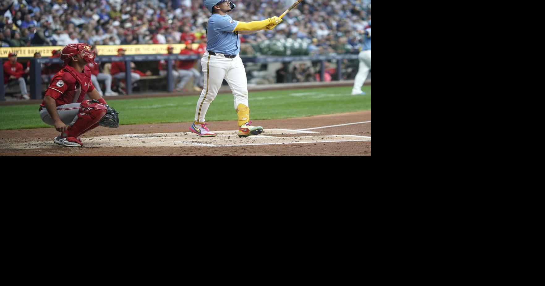 Willy Adams launches Brewers' offensive attack on rival Reds