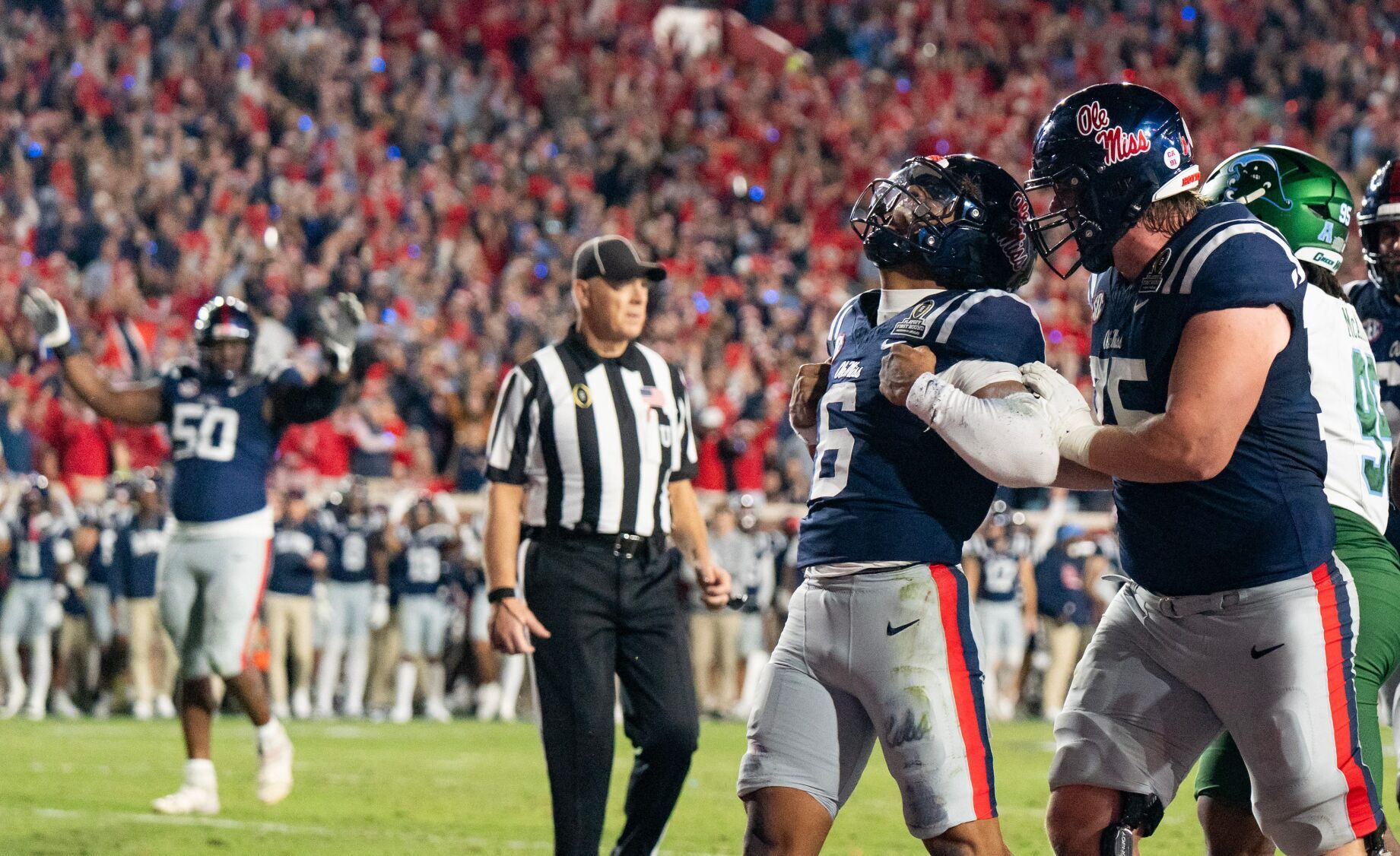 Ole Miss quarterback Trinidad Chambliss (6) celebrates his touchdown ...