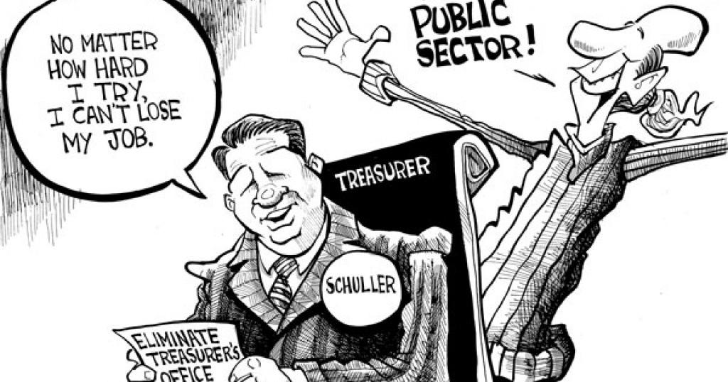 Hands Cartoon: Treasurer Schuller