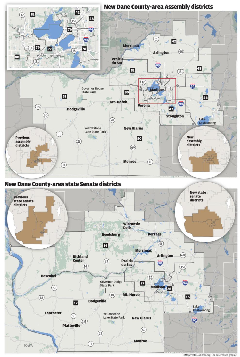 Here's what Dane County legislative districts look like now
