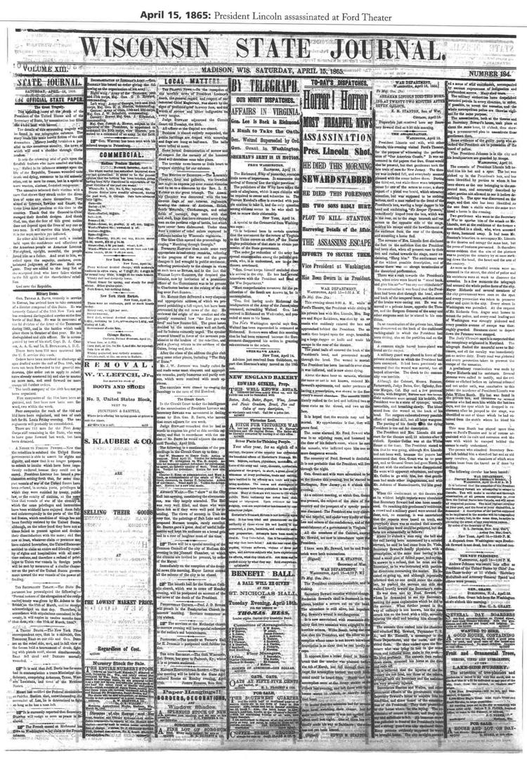 Historic front pages from the Wisconsin State Journal