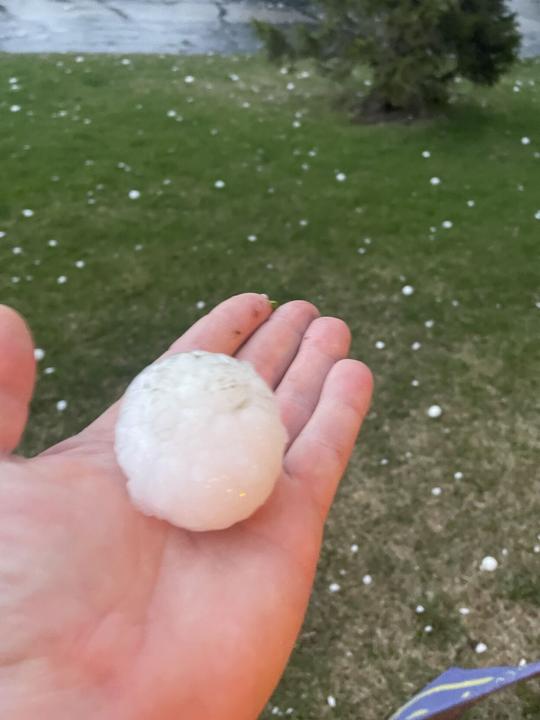 Hen-egg-size hail with Madison area storms Friday morning
