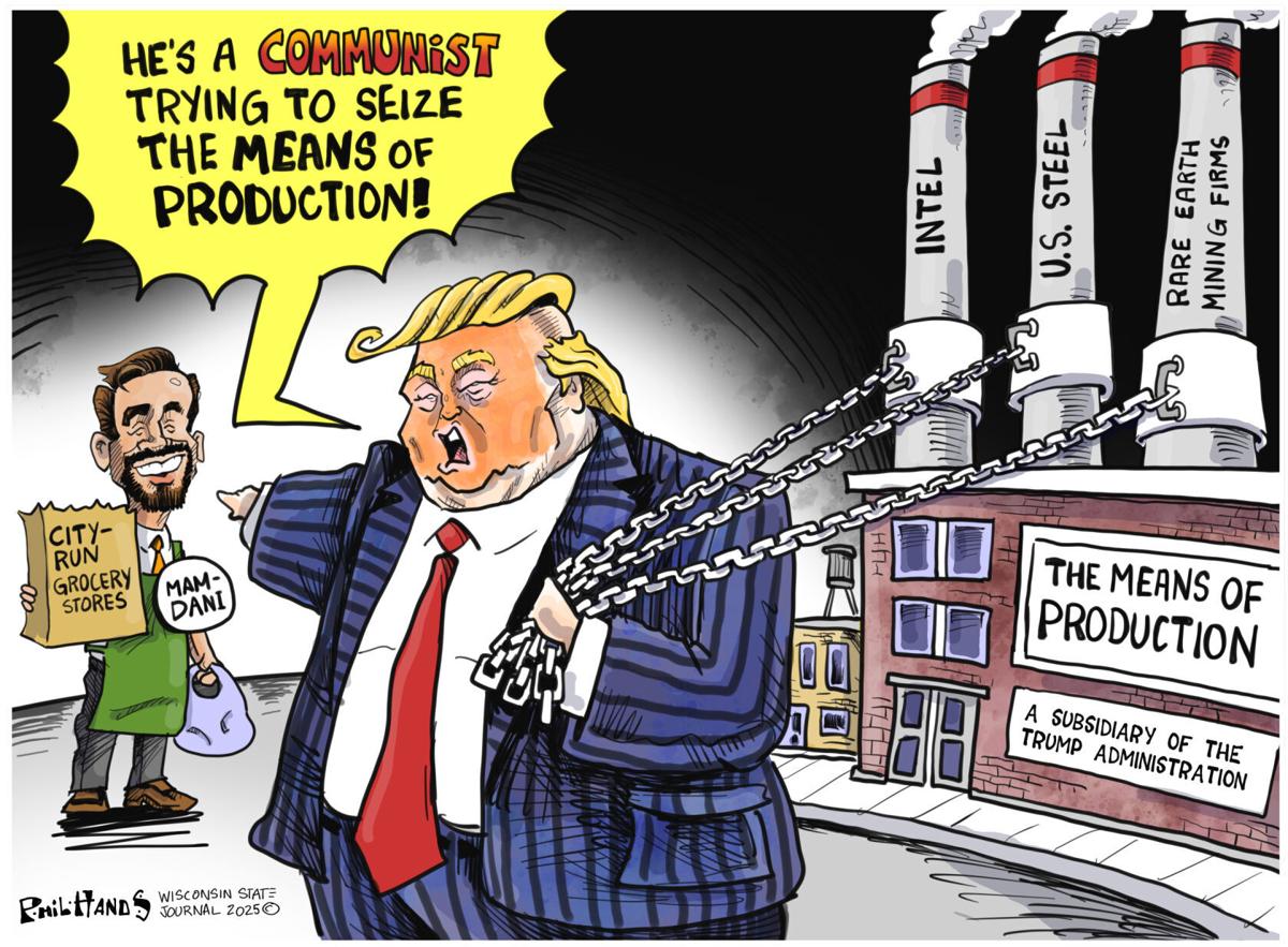 Trump seizes the means of production in Phil Hands cartoon