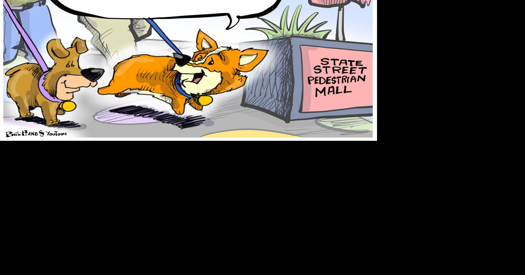 Pups stroll State Street in this week's You Toon contest