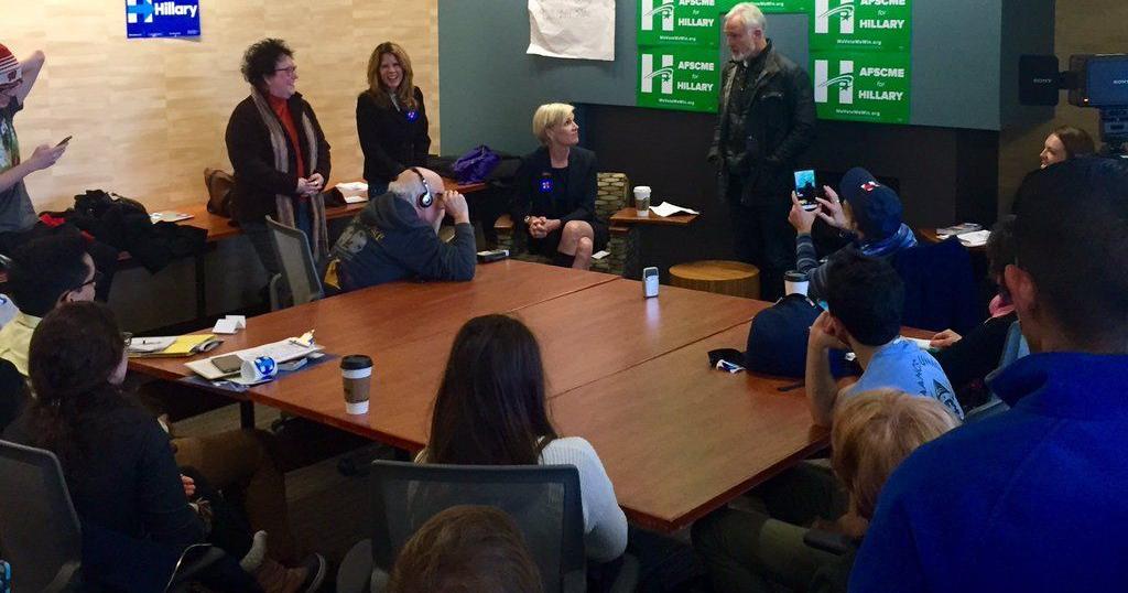 Cecile Richards, Bradley Whitford campaign for Hillary Clinton in Madison