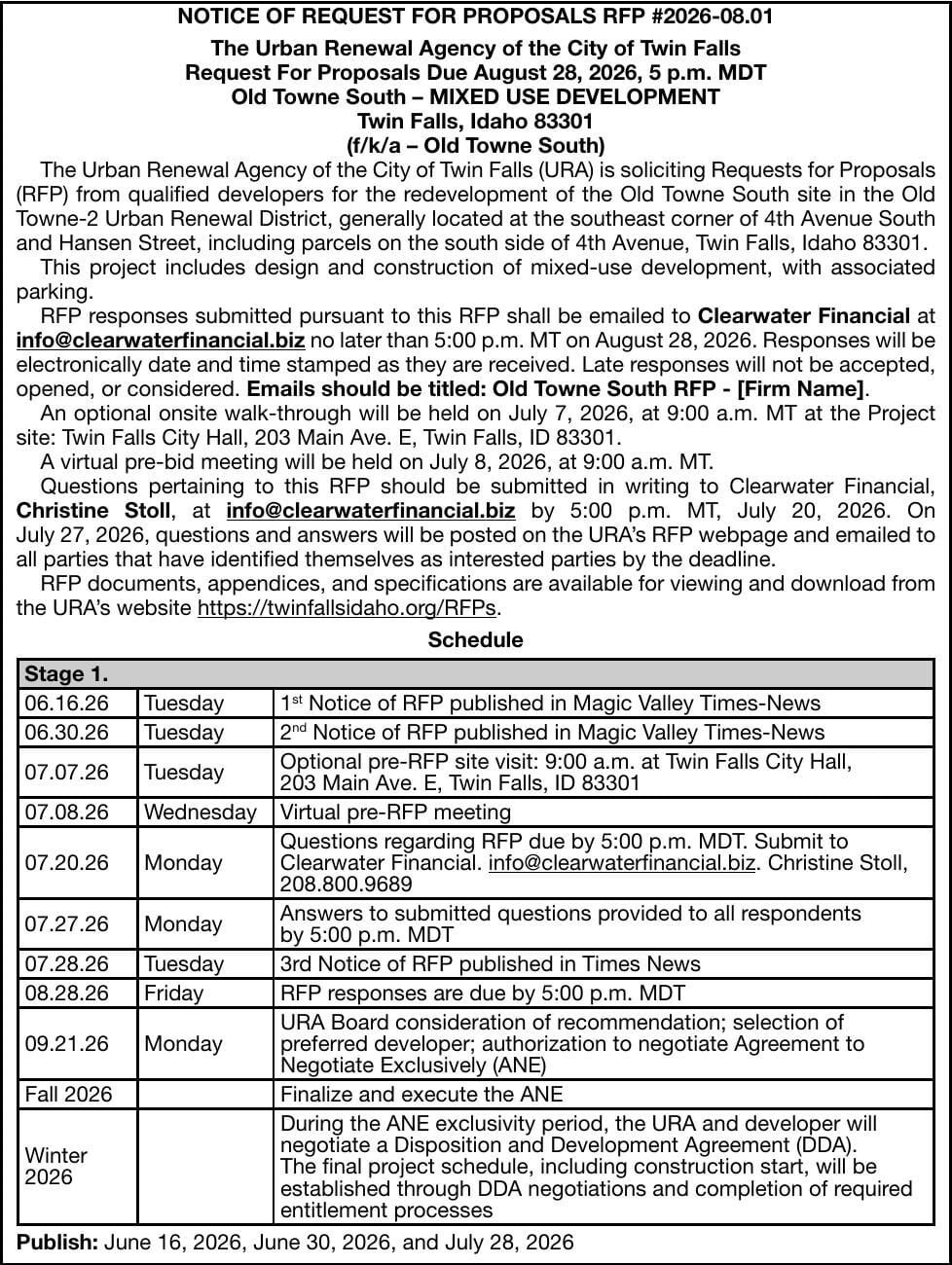 City of Twin Falls URA - Ad from 2026-06-16